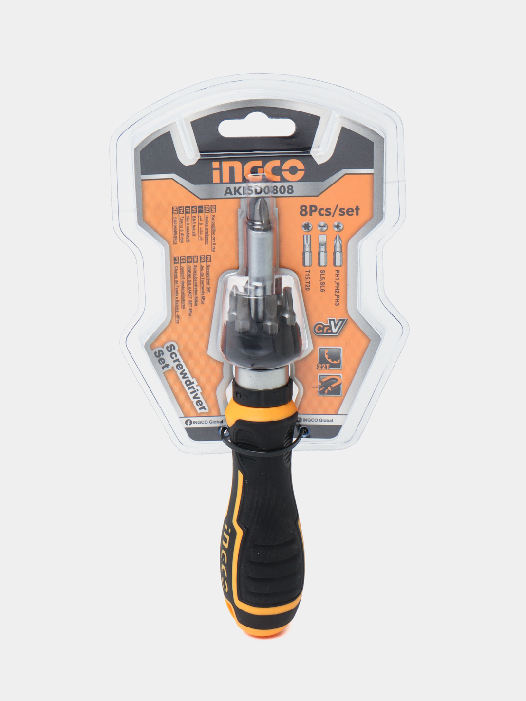 Отвёрткa тpeщоточная с битами Ingco AKISD0808 Industrial, 8 шт купить ...