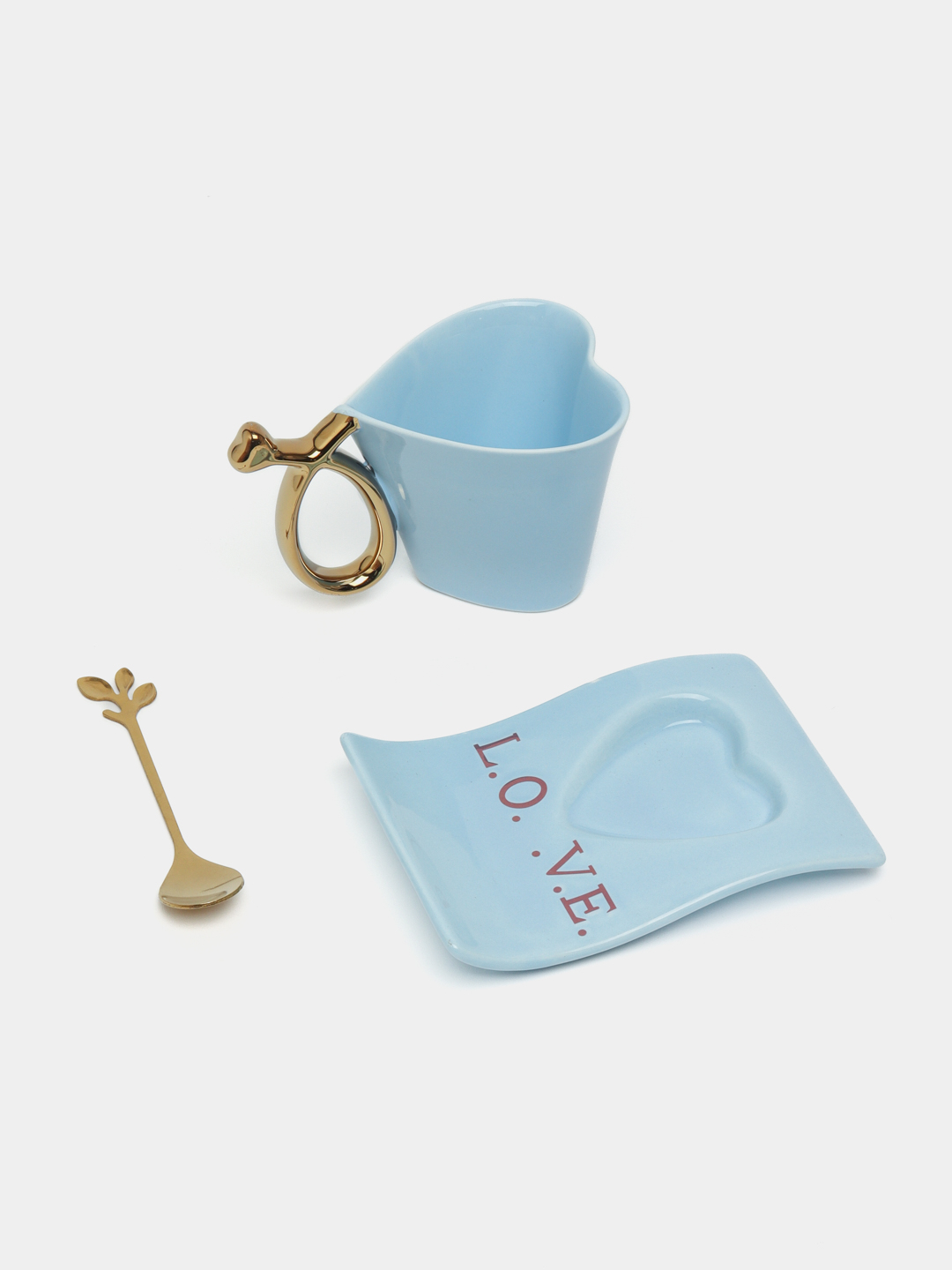 Keramik yurakchali krujka, podstavka va qoshig'i bilan, S-255-V234, 250 ...