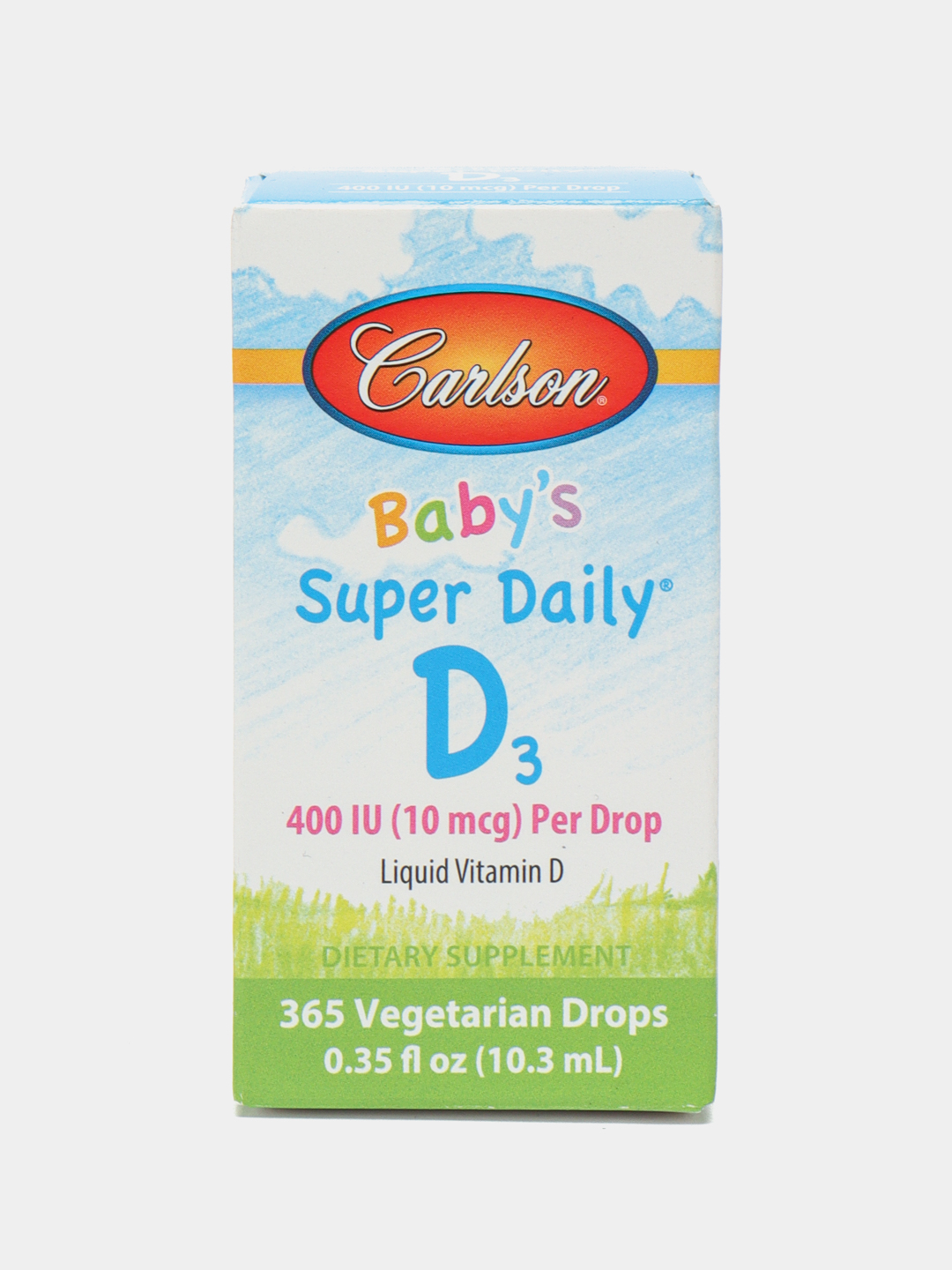 Carlson Labs, Super Daily, витамин D3 для детей, 10 мкг 400 МЕ, 10.3 мл ...