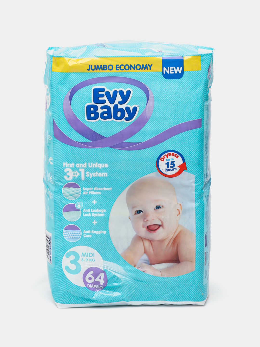Подгузники для детей Evy Baby Midi Jumbo, 5-9 кг, 64 шт купить по ...
