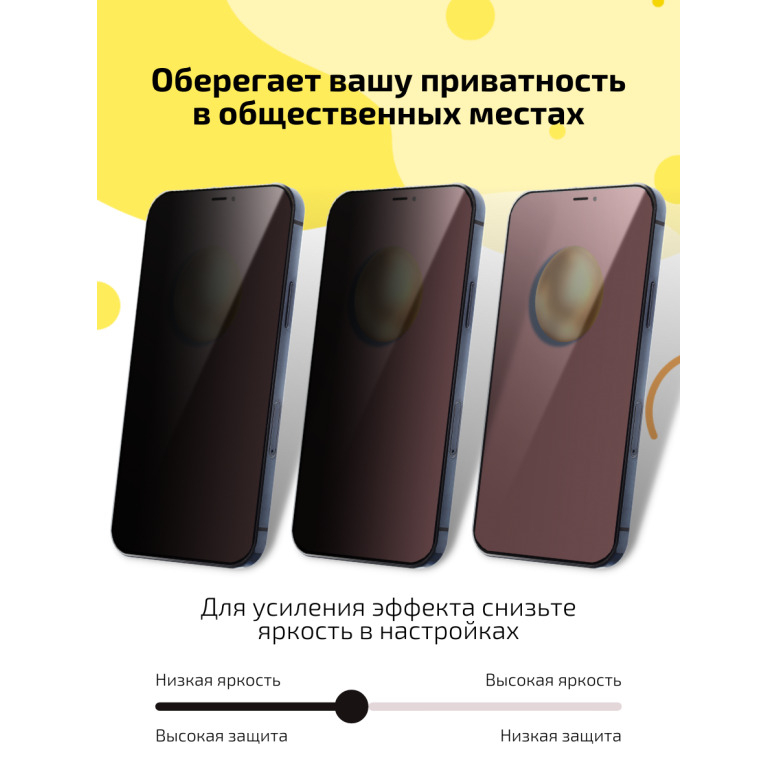 Защитное стекло антишпион для iPhone 7,8,X,SE,XR,XS,11,12,13,14,15,Pro ...