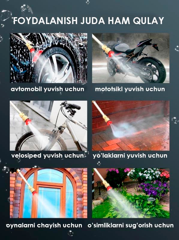 Uy sharoitida mashinalarni yuvish uchun simsiz mini avtomobil yuvish ...