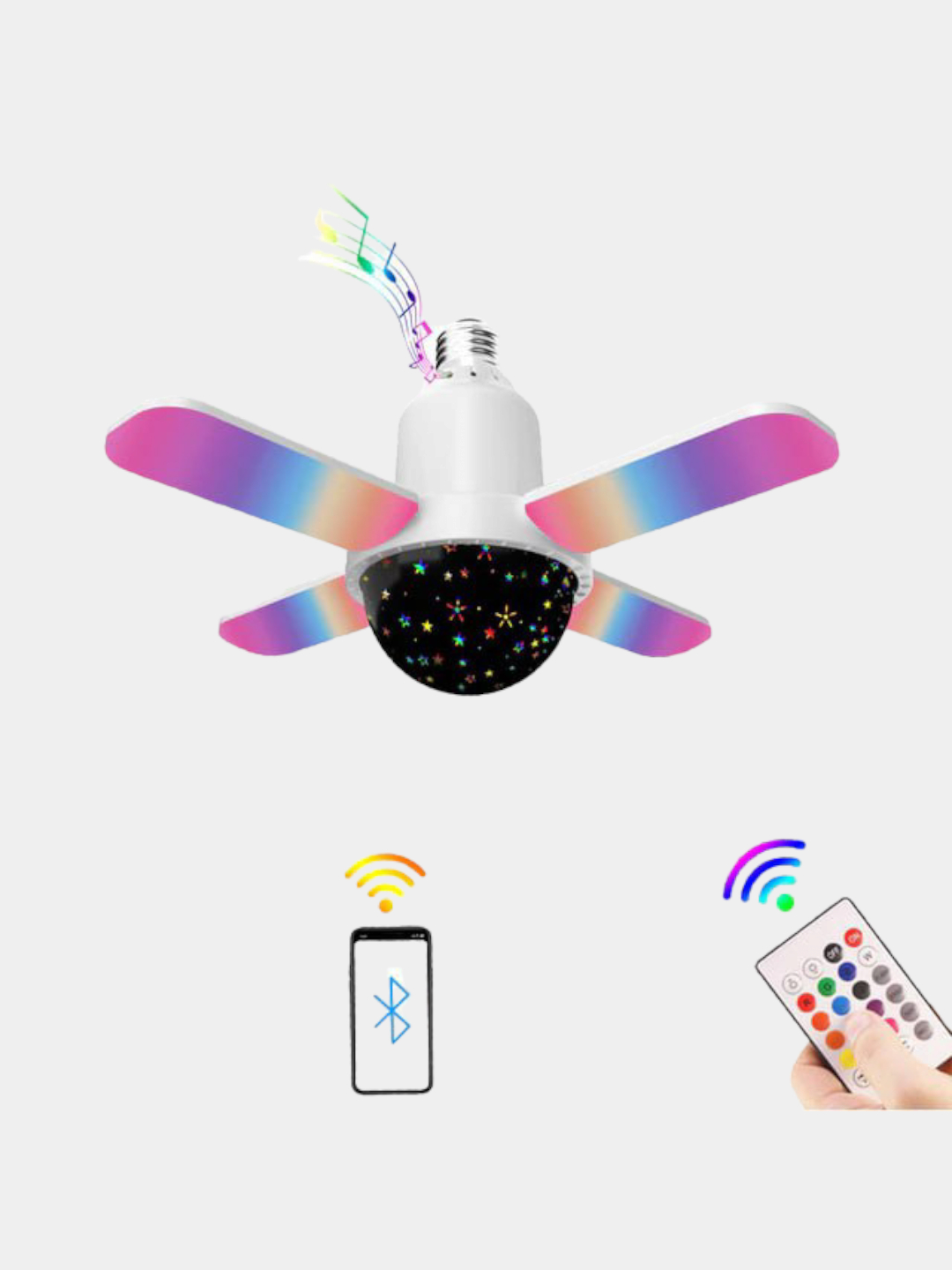 Светодиодная лампа люстра с колонкой Bluetooth, RGB подсветкой и ...