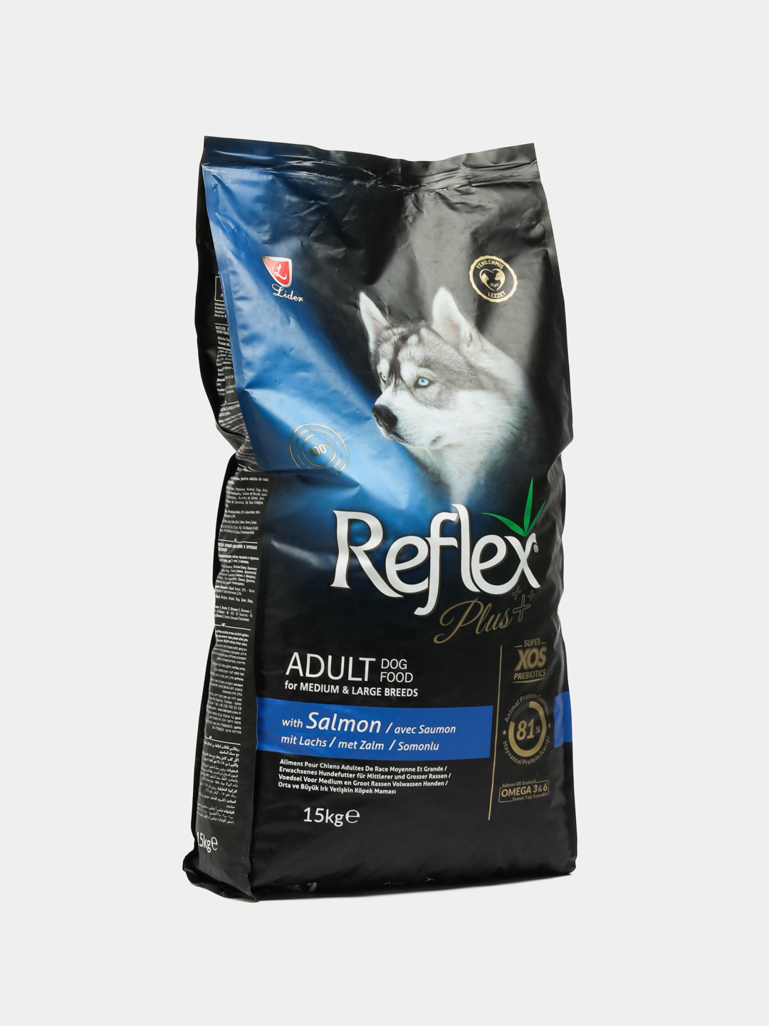 Сухой корм с лососем для собак средних и крупных пород Reflex Plus Salmon, 15 кг купить по ...