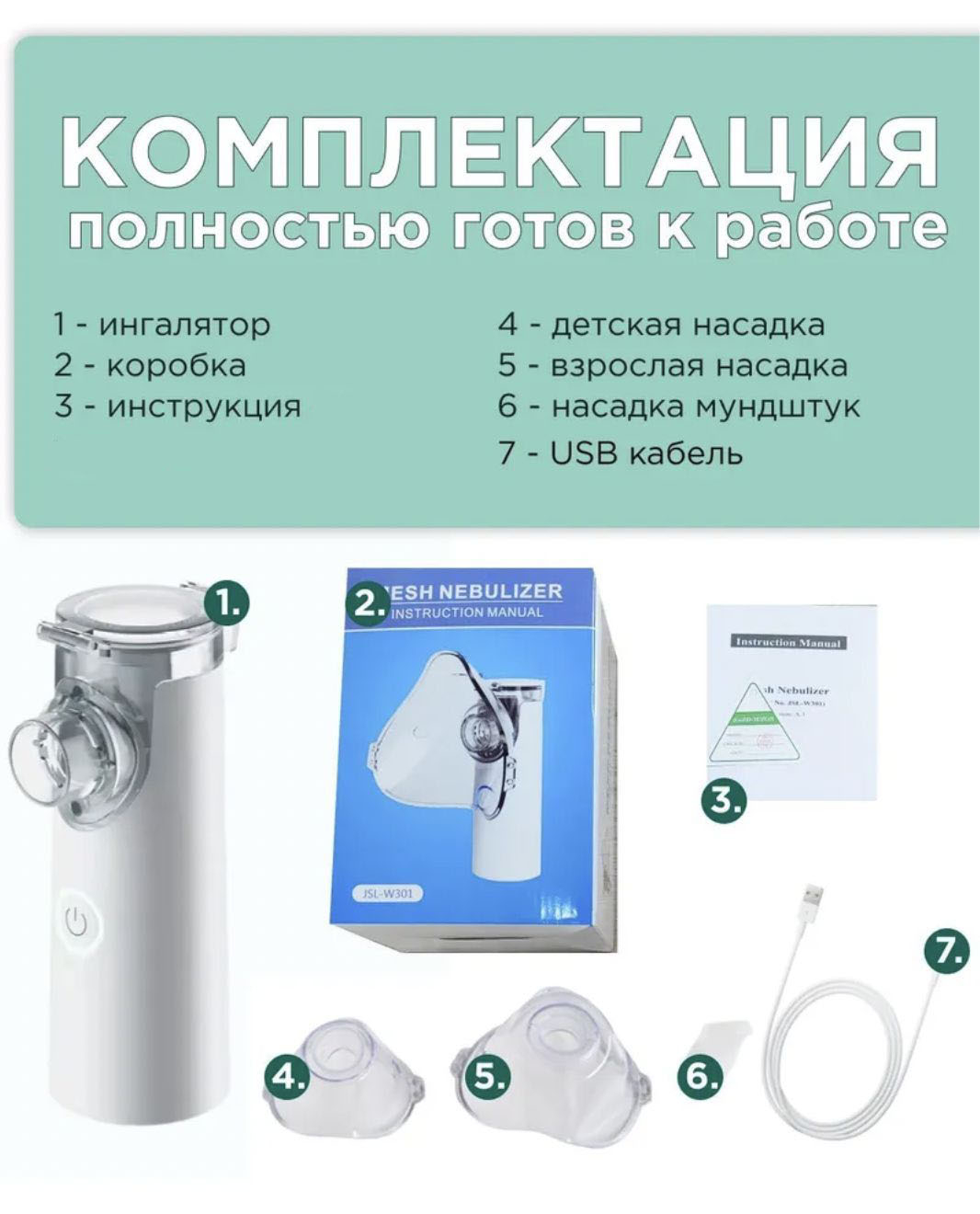 Ингалятор Mesh небулайзер, ручной, бесшумный для взрослых и детей ...