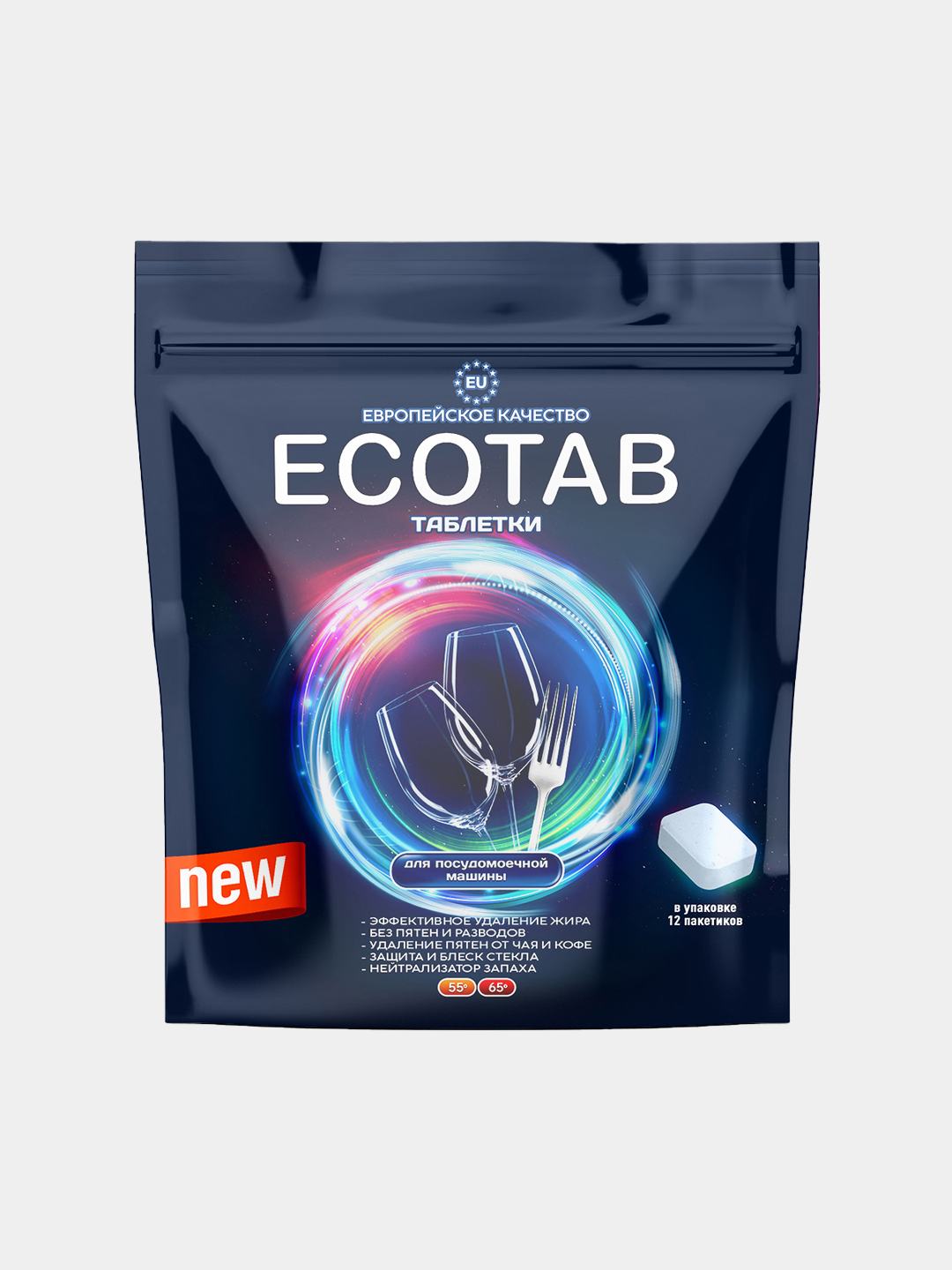 Tabletkalar idishlarni yuvish mashinalari uchun EcoTab, 12 donani arzon narxda sotib oling ...