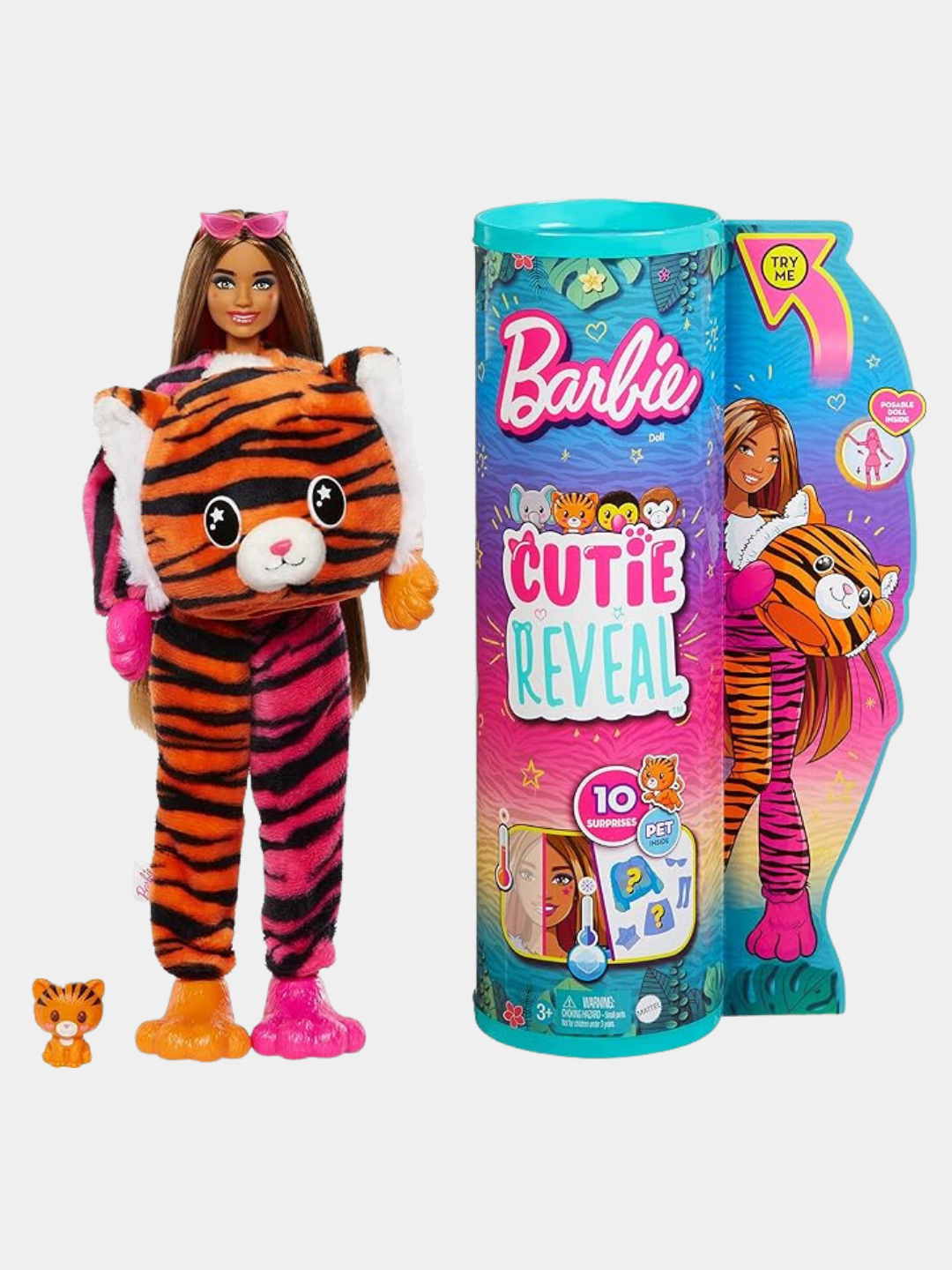 Кукла-сюрприз Barbie Cutie Reveal Doll, Jungle Series Tiger Plush ...