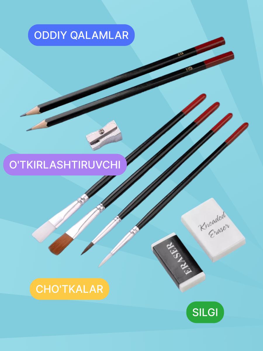 Rasm chizish to'plami: markerlar, flomasterlar, bo'yoqlar bilanni arzon ...