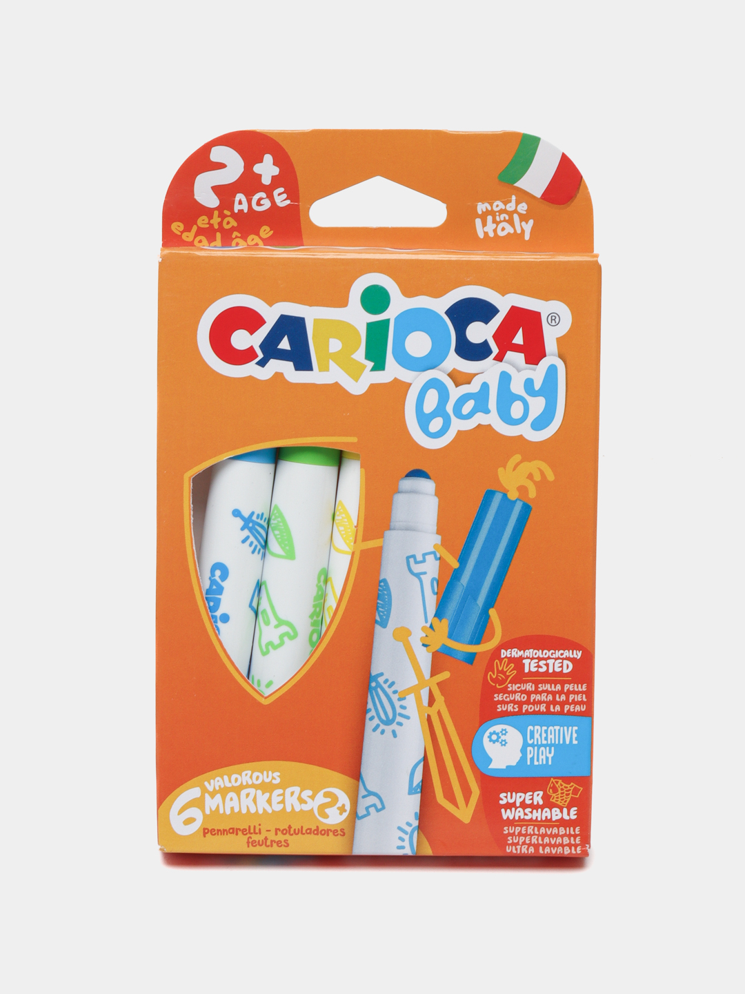 Фломастеры Carioca "Baby", 6 цветов, утолщенные, смываемые купить по ...