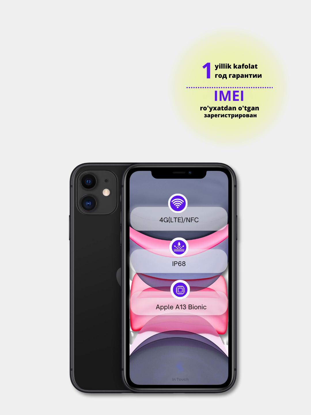 Смартфон iPhone 11 Global 4/64 ГБ, Wi-Fi 6, 1 NanoSIM, NFC, игровой ...