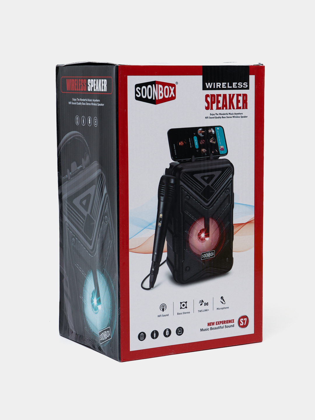 Karaoke kolonka Bluetooth Soonbox S7, FM Radio va simli mikrofoni ...