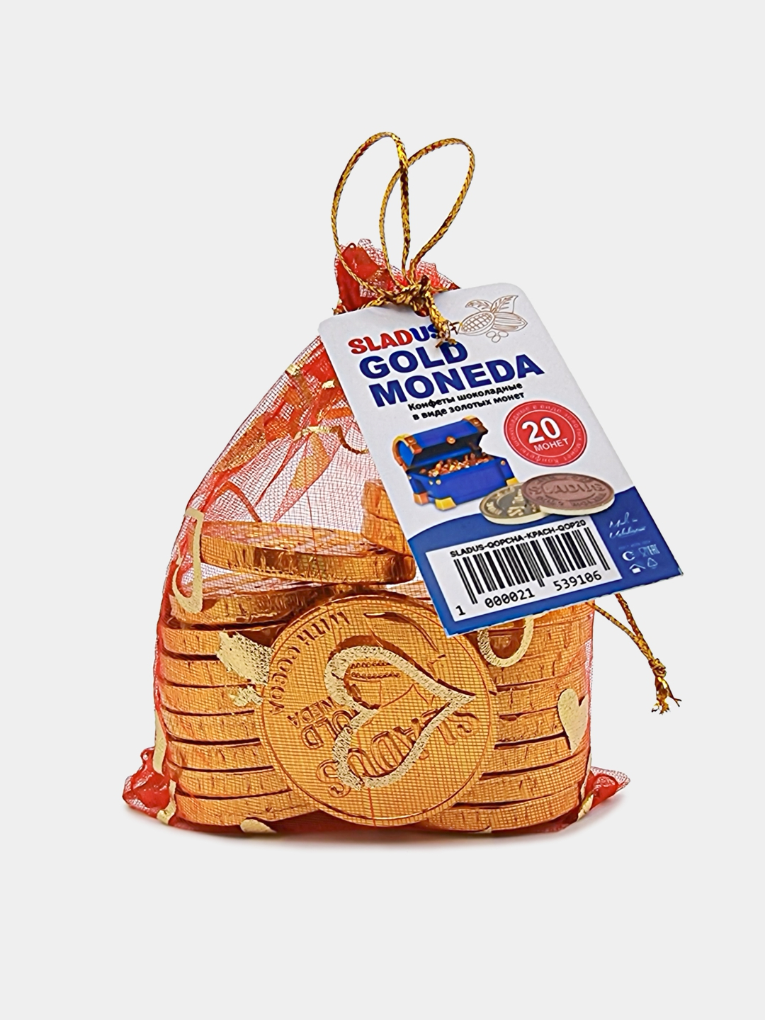 Шоколадные монеты Sladus Gold Moneda, в мешке 15, 20, 25 золотых монет ...