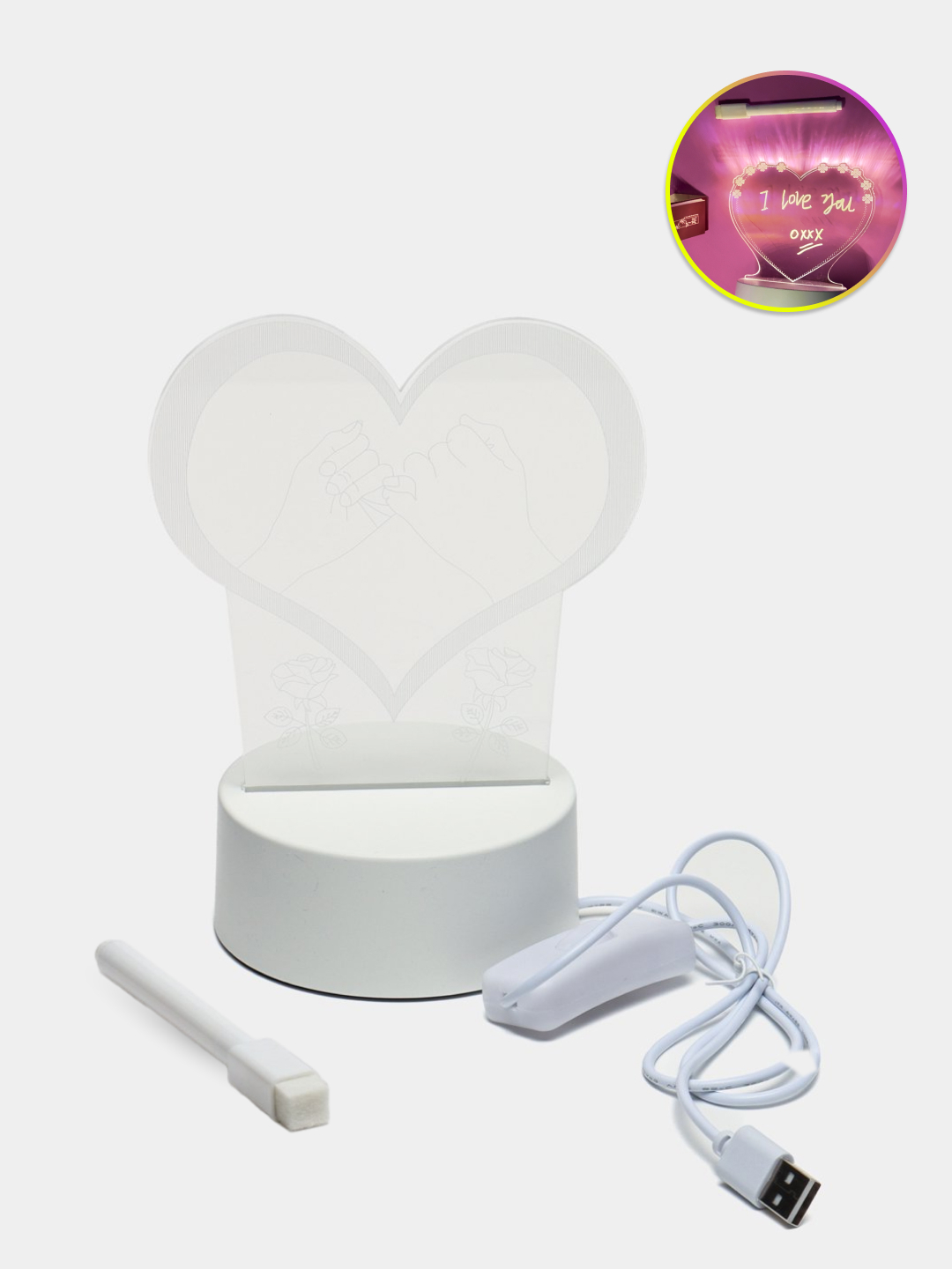 3D chiroq tungi yorug'lik LED, USB, yurakchali ni arzon narxda sotib ...