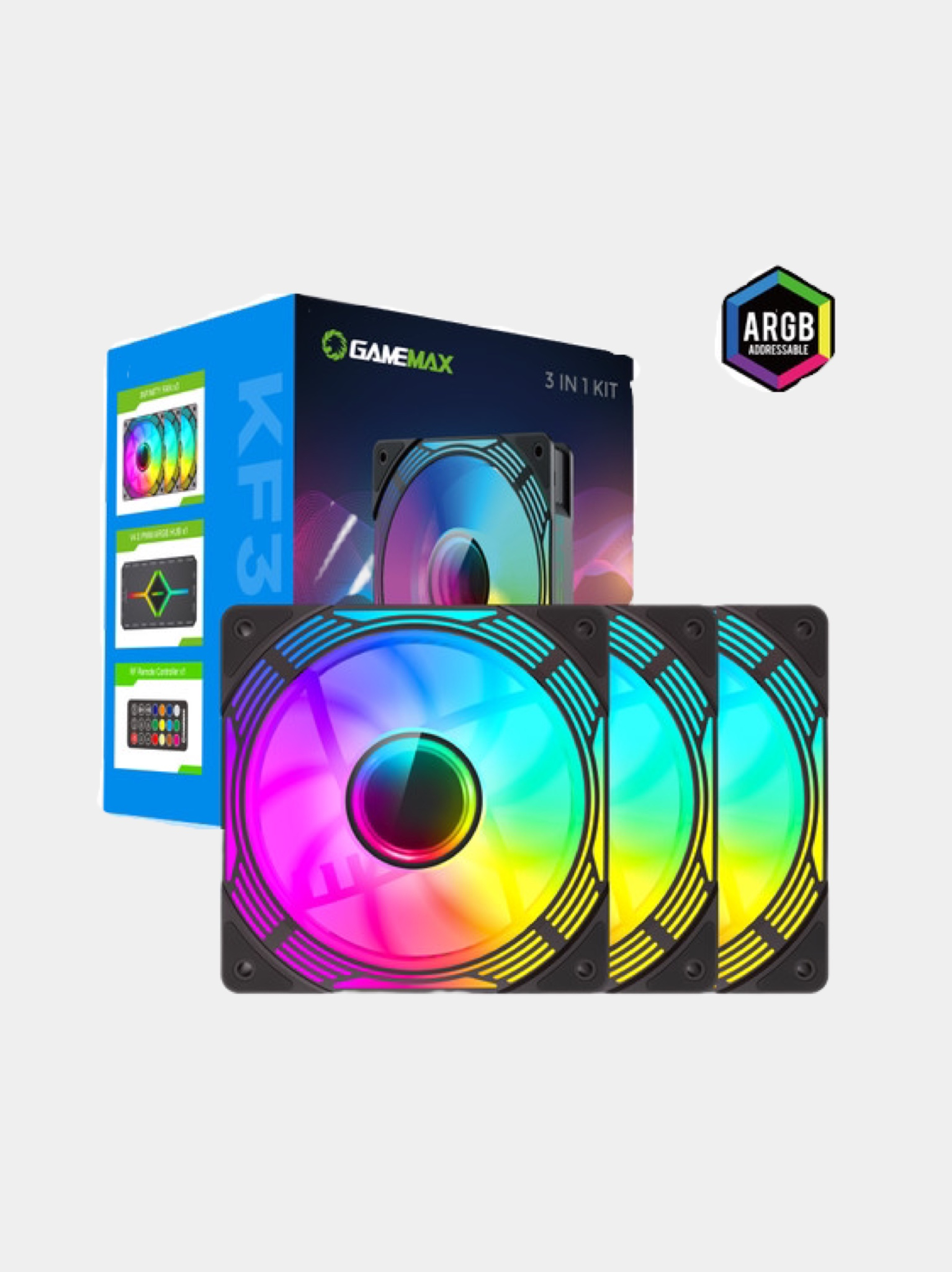 Вентилятор охлаждения ПК GameMax KF300 ARGB Fan Kit, со светодиодной подсветкой купить по низким ...