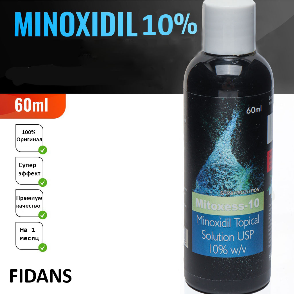 Minoksidil Mitoxess Minoxidil Topical Solution USP 10% soch va soqol o'stirish uchun, 60 mlni ...