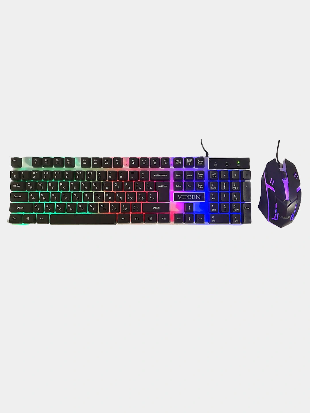 Simli USB o'yin klaviaturasi va sichqonchasi RGB VIPBENni arzon narxda ...