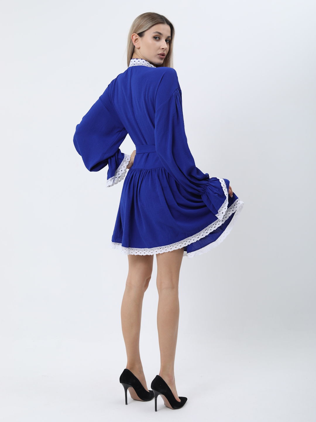 Платье женское черное с рюшами и воланами купить по низким ценам в интернет-магазине Uzum (888072)