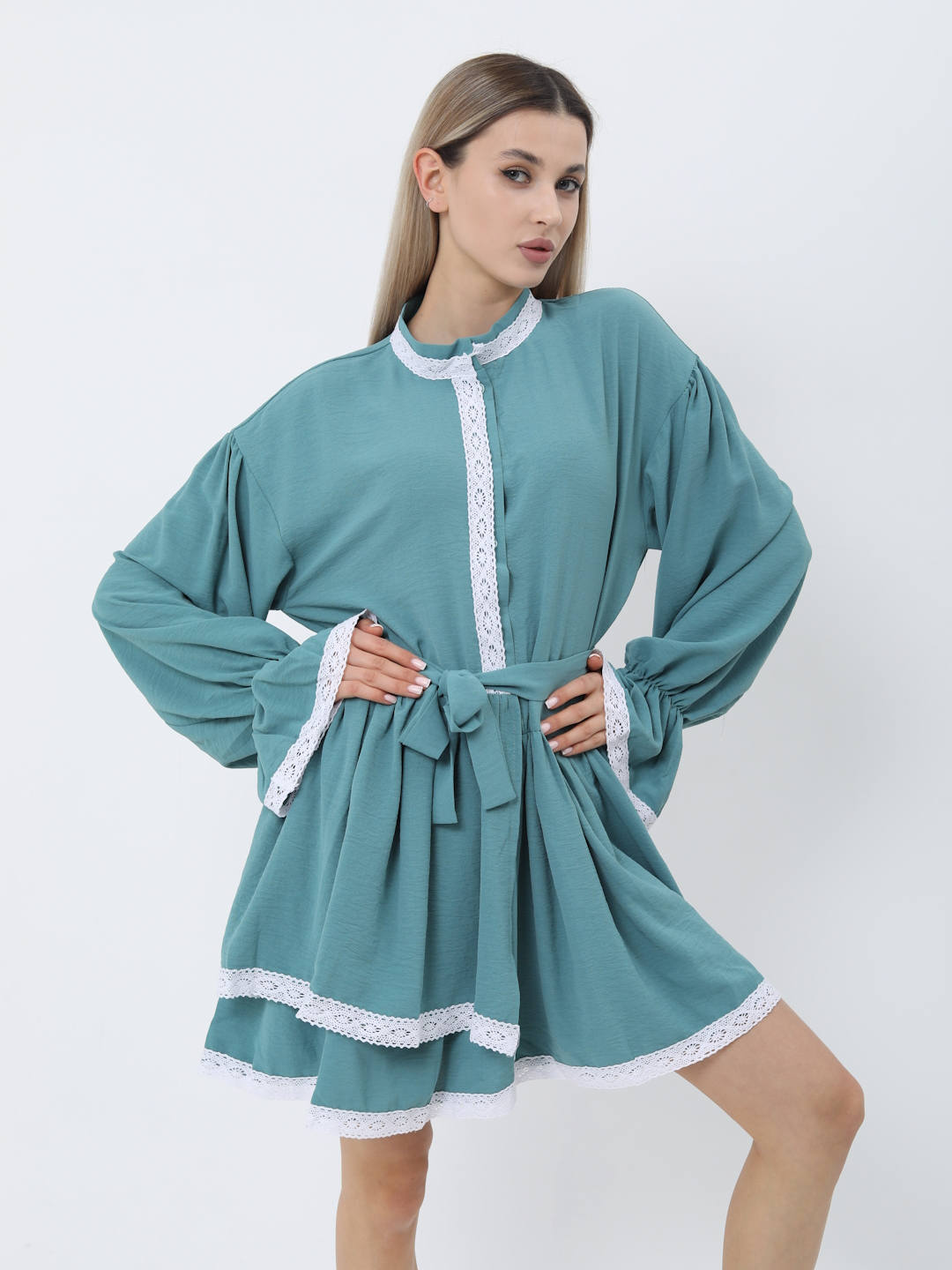 Платье женское черное с рюшами и воланами купить по низким ценам в интернет-магазине Uzum (888072)