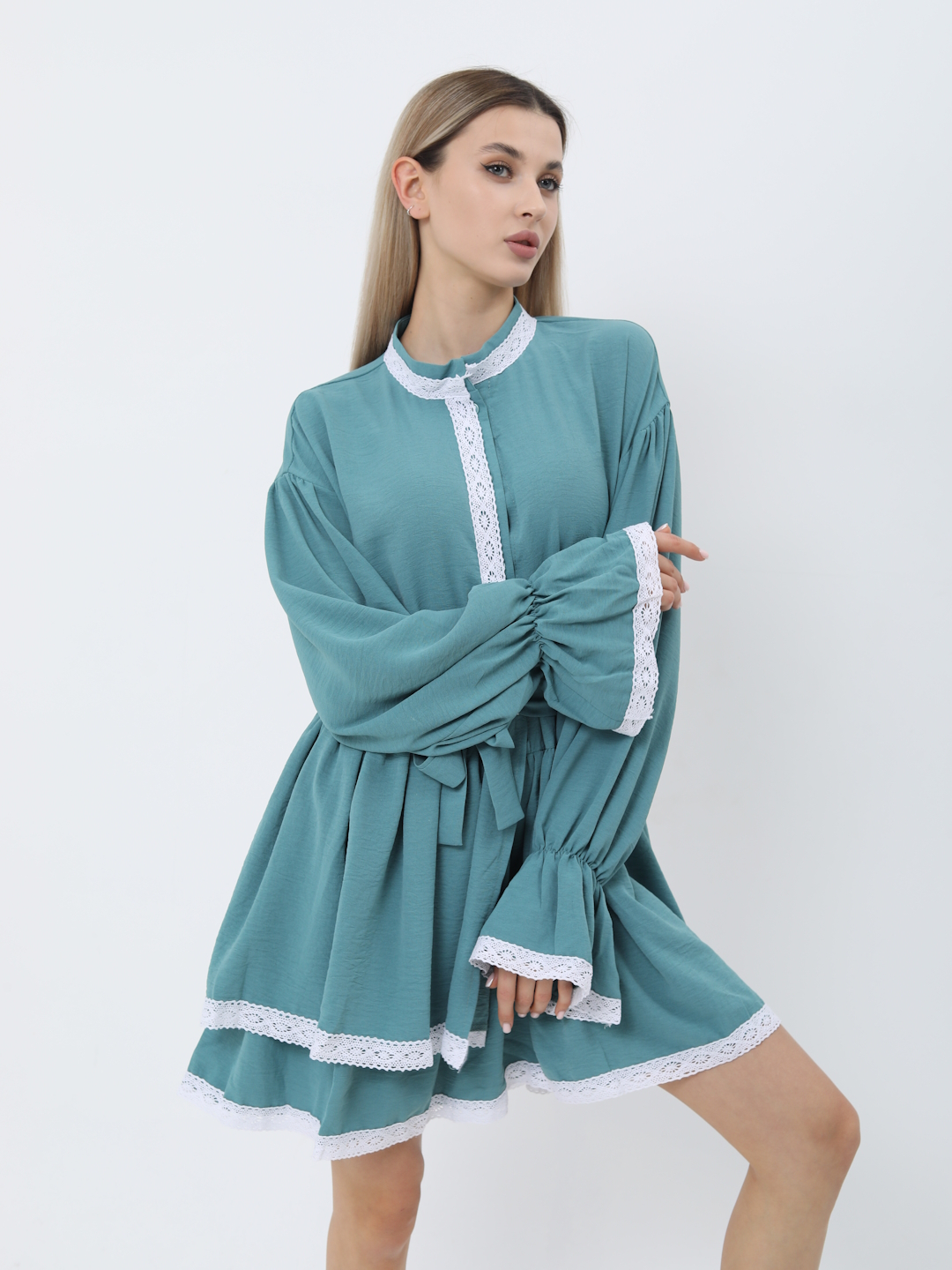 Платье женское черное с рюшами и воланами купить по низким ценам в интернет-магазине Uzum (888072)