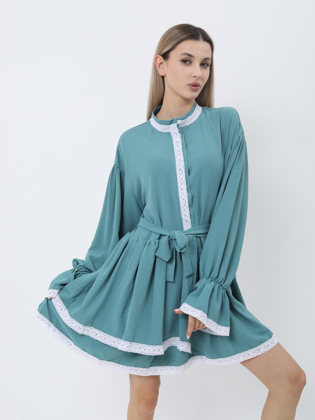 Платье женское черное с рюшами и воланами купить по низким ценам в интернет-магазине Uzum (888072)