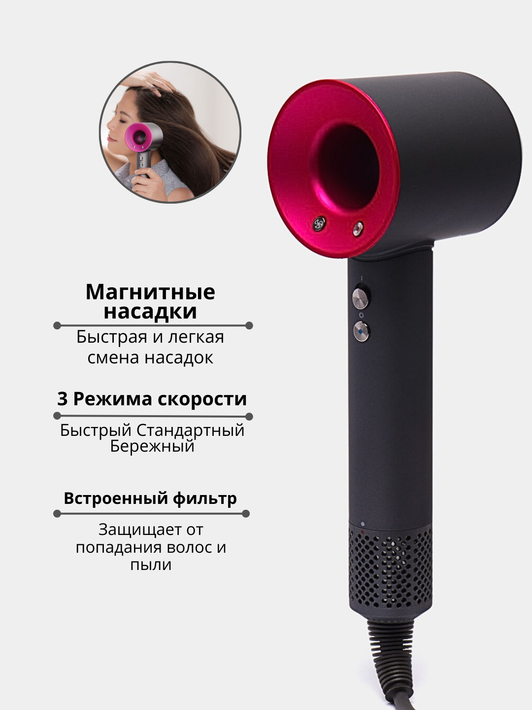 Фен для волос стайлер Pro High Speed Blower, профессиональный маленький ...