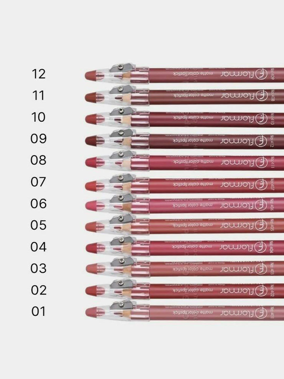 Карандаш - помада для губ Flormar, матовый, с точилкой, 12 оттенков ...