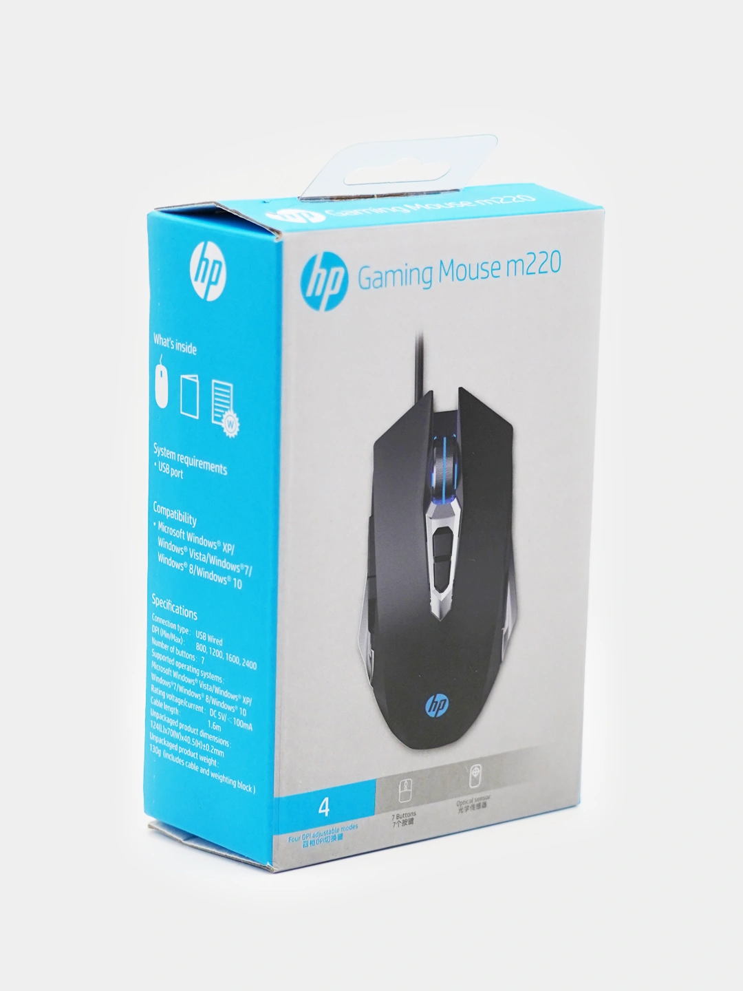 Проводная игровая мышь HP M220 USB, RGB, регулировка до 2400 dpi за ...