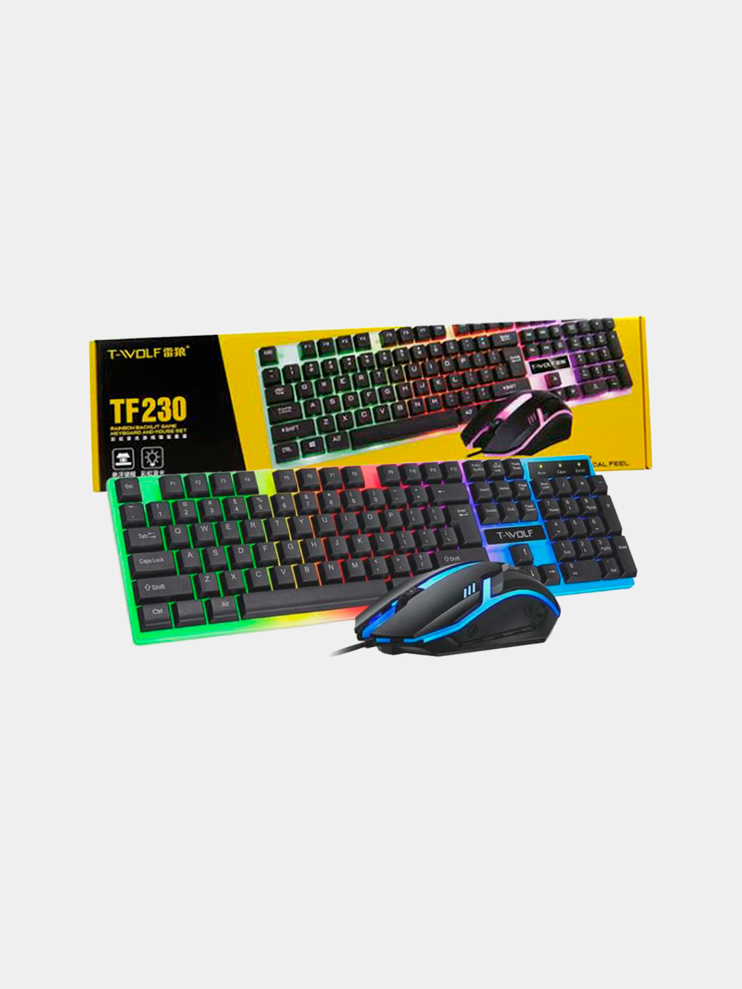 O'yin klaviaturasi va sichqoncha TWOLF TF270 T-WOLF TF 270, RGB podsvetkalini arzon narxda sotib ...