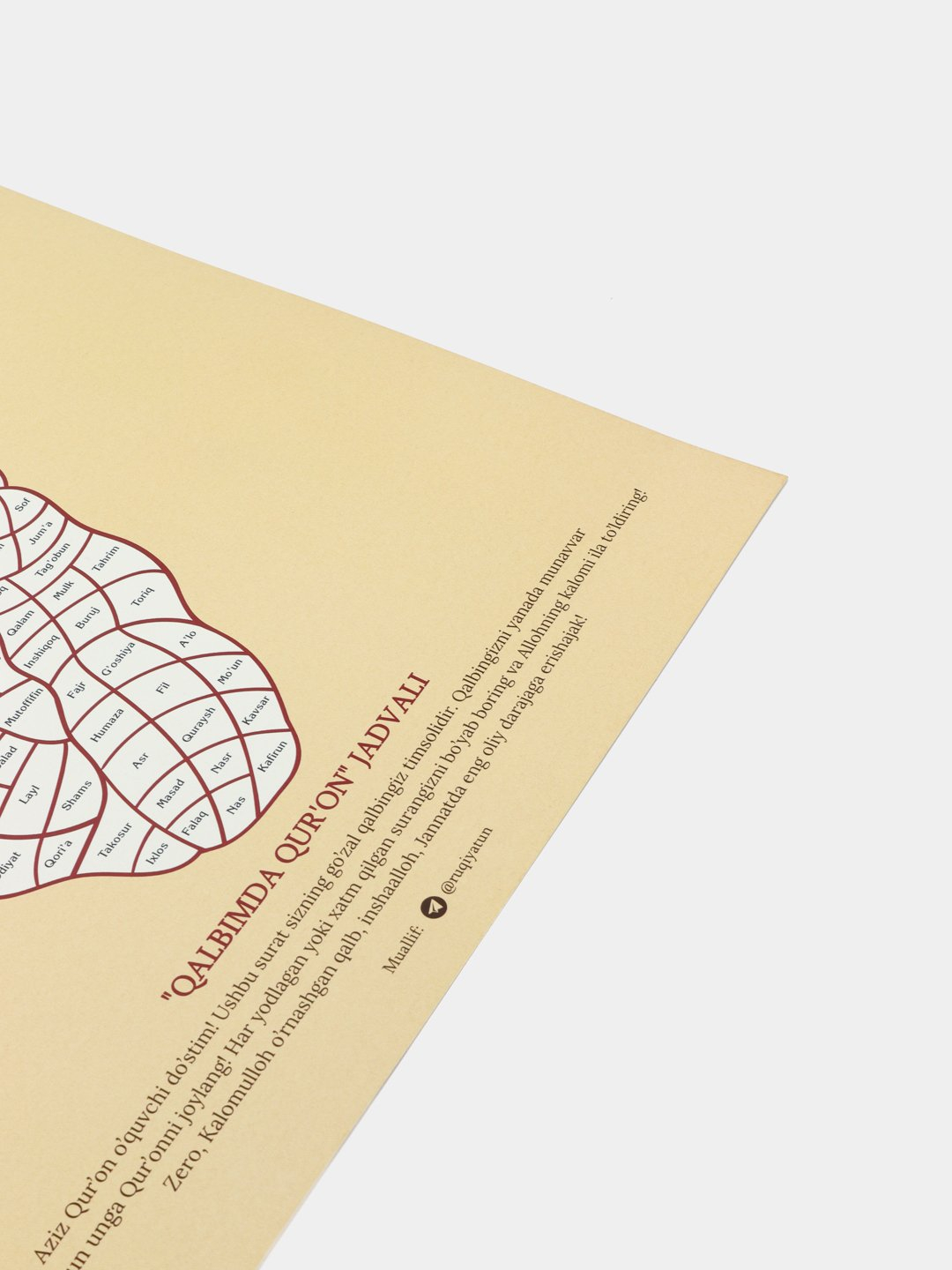 Таблица Корана в моем сердце, формат А3, заполнение полей купить по ...