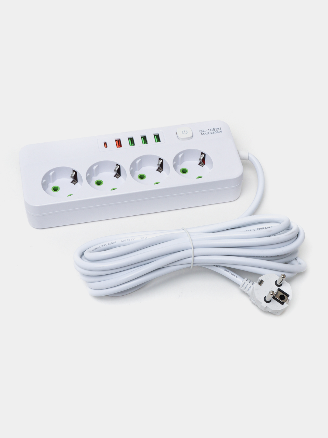 Удлинитель, сетевой фильтр, 4 розетки, 4 USB 1 Type-C, кабель 5 м ...