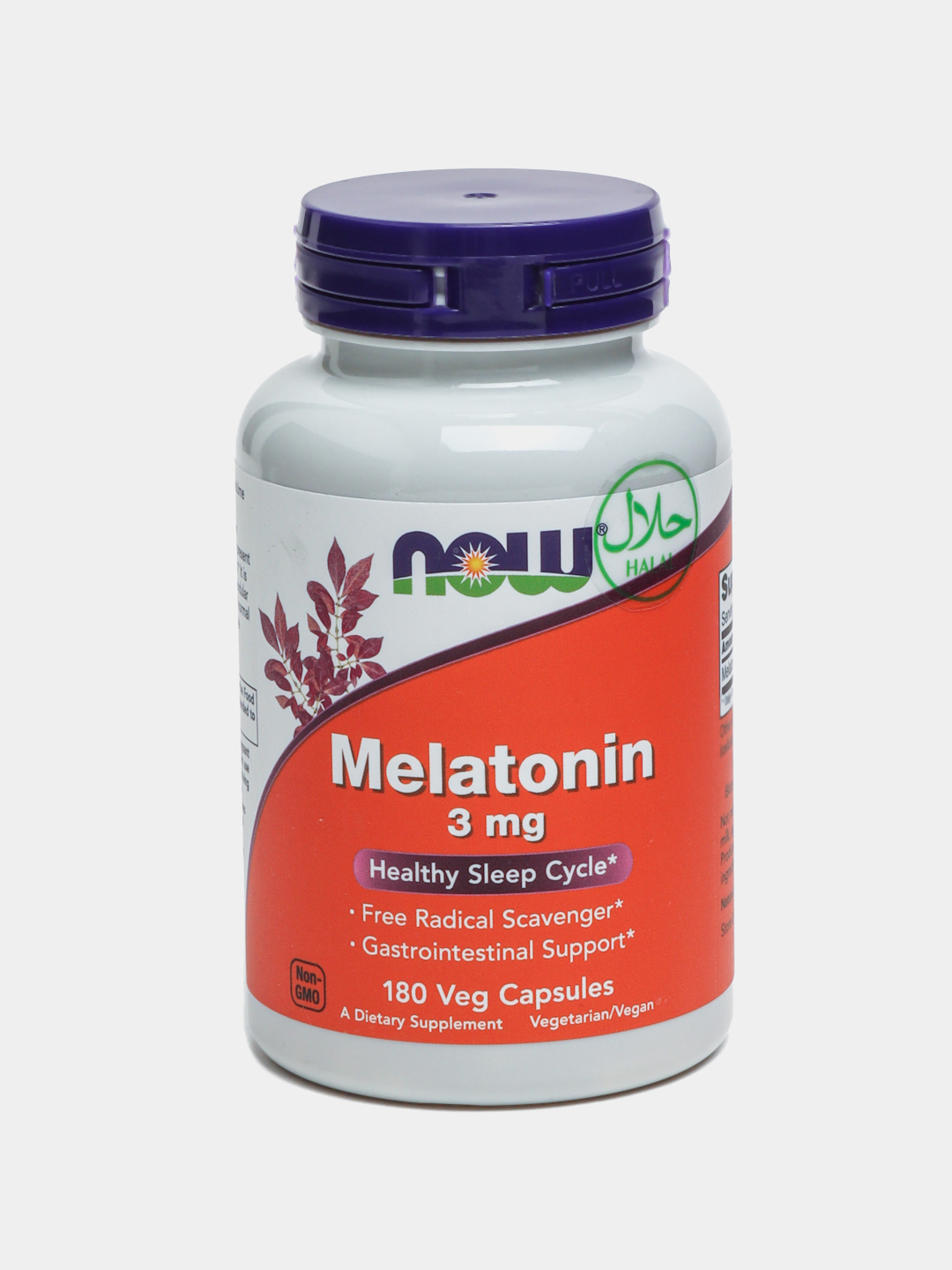 NOW Supplements, Мелатонин 3 мг, цикл здорового сна*, 180 капсул Халяль ...