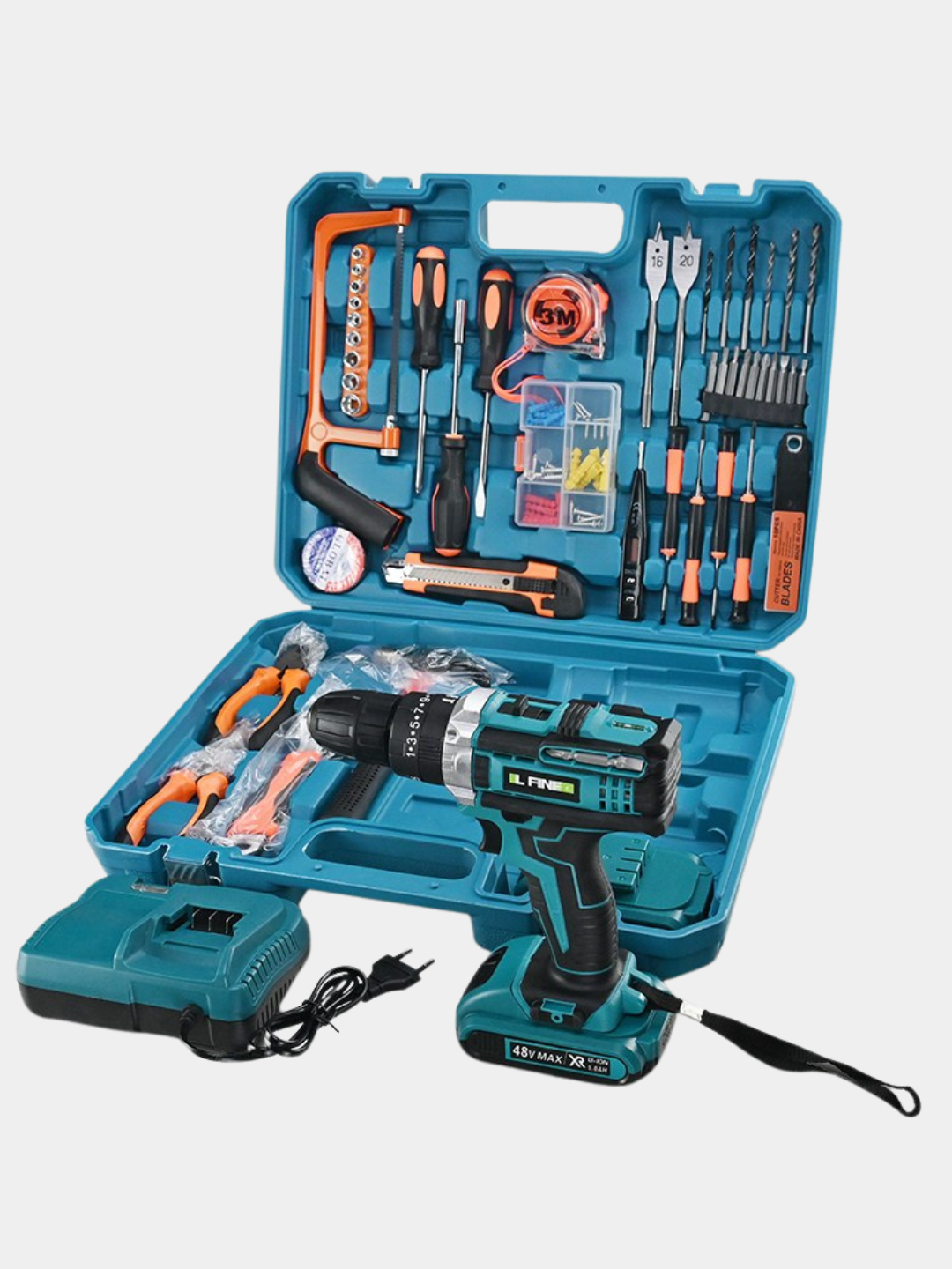 Drel shurup buragich LFINE 18/48 V, cho'tkasiz/cho'tkali, to'plam 118 ...