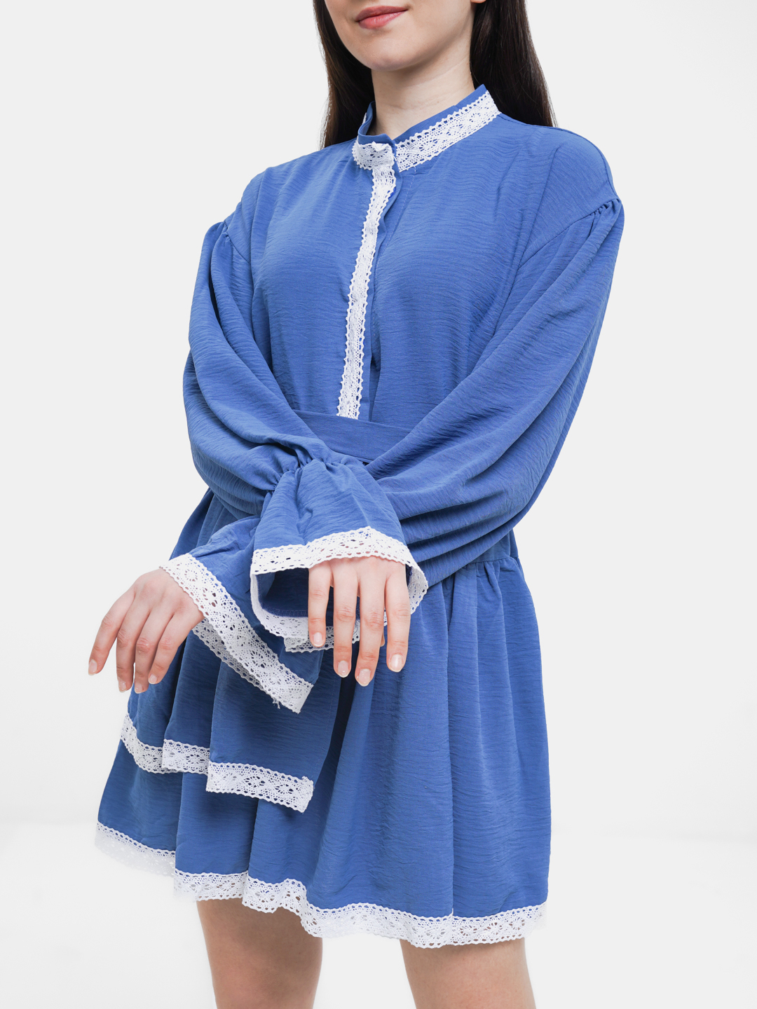 Платье женское черное с рюшами и воланами купить по низким ценам в интернет-магазине Uzum (888072)