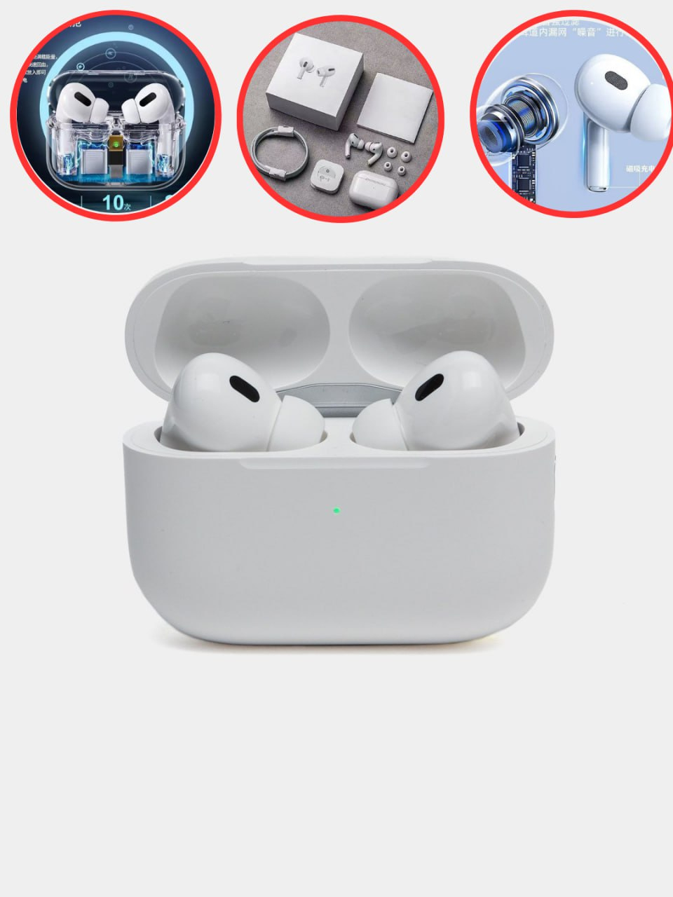 Беспроводные наушники Pods Pro, шумоподавление, беспроводная зарядка ...