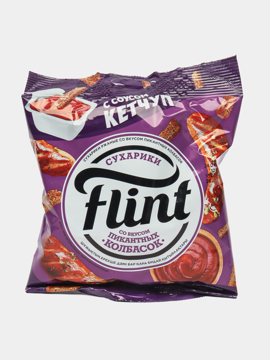 Сухарики Flint со вкусом пикантных колбасок и кетчупом томатный, 55 г ...