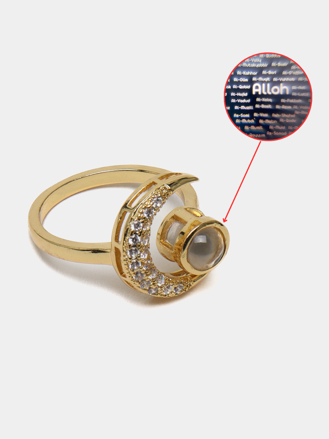 Allohning 99 ismlari uzuk, o'lchamsiz, yarimoy shaklidagi uzuk ...