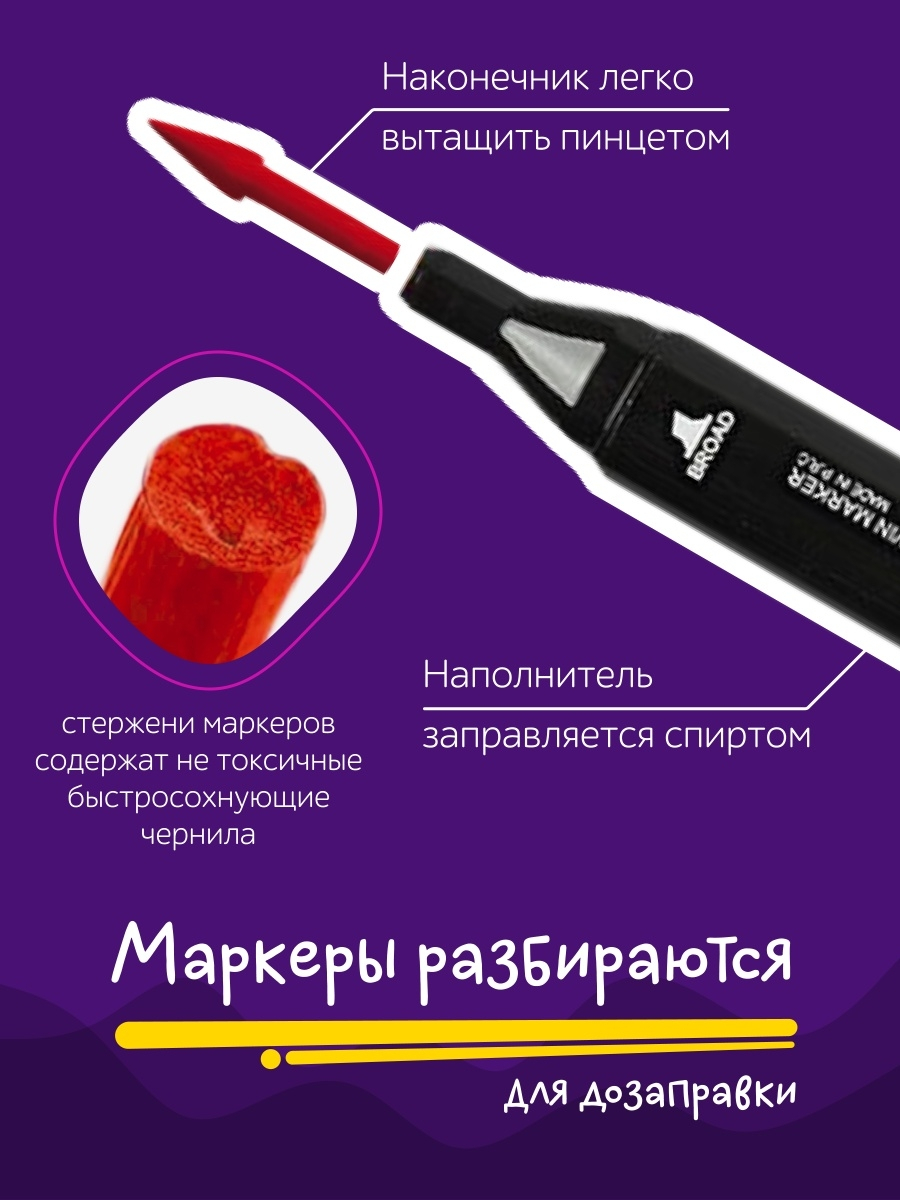 Набор маркеров Touch для скетчинга, двусторонние для рисования купить ...