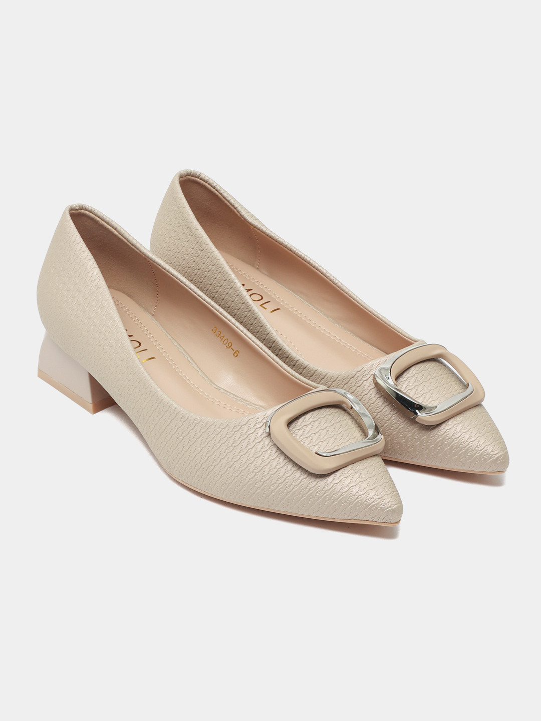 Женские туфли на низком каблуке, c узким носом, с брошью купить по ...