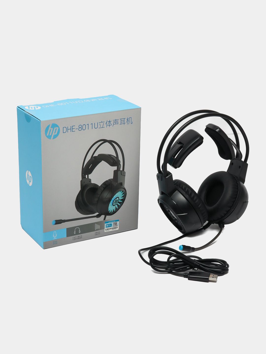 Проводные наушники игровые HP DHE-8011U, со светодиодной RGB подсветкой ...