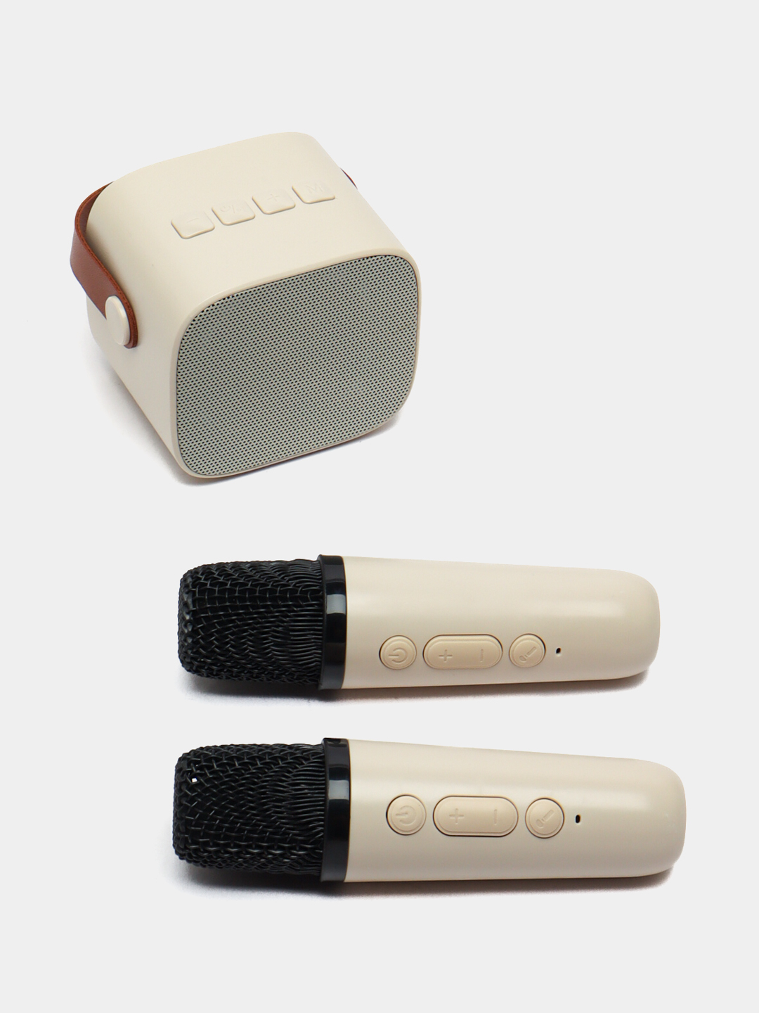 Портативная мини караоке колонка, Bluetooth динамик с двумя микрофонами ...
