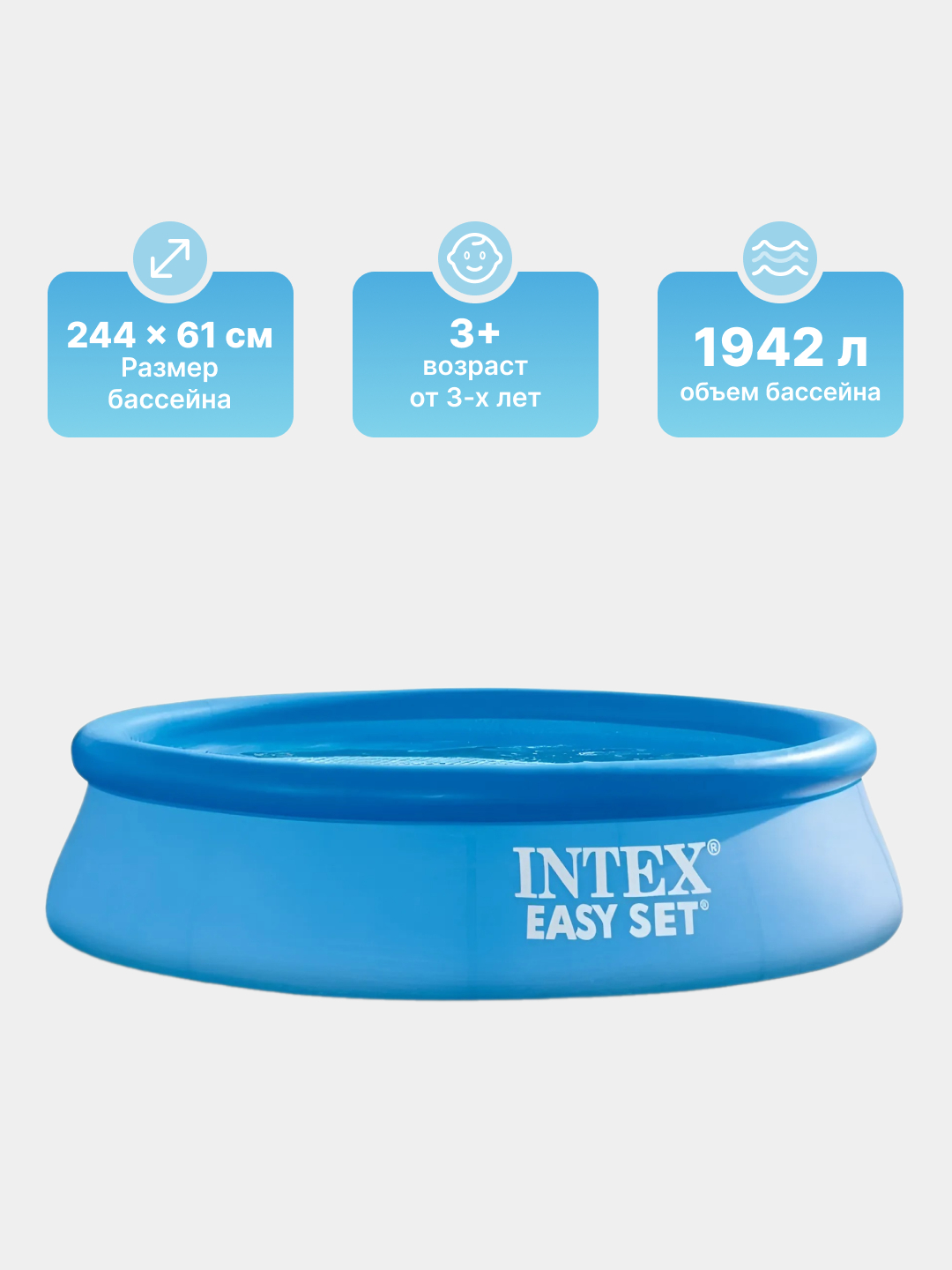 Бассейн надувной Intex Easy Set, с объемом на выбор 886-3853 л, для ...