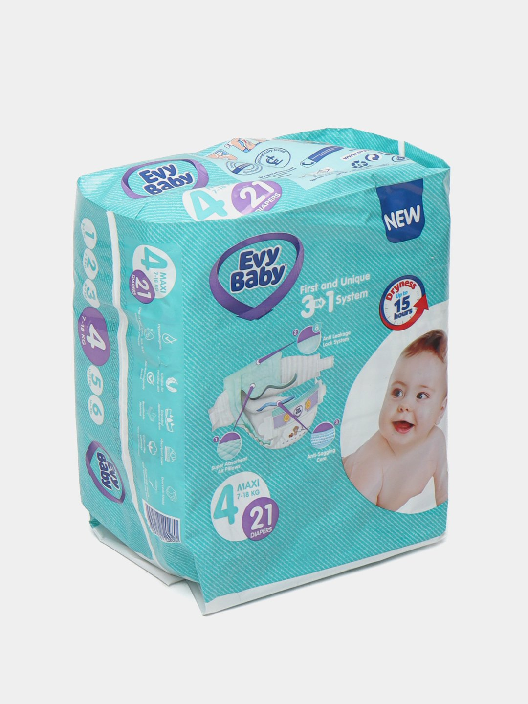 Подгузники для детей Evy Baby Maxi Jumbo 4, 7-18 кг, 21 шт купить по ...