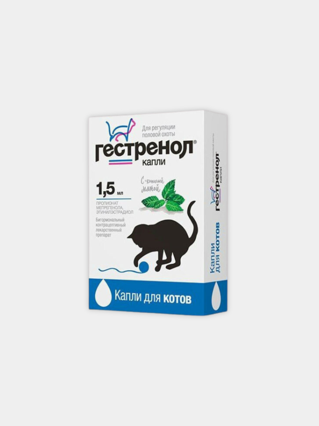 Капли для регуляции половой охоты "Гестренол", для кошек и котов, 1,5 ...