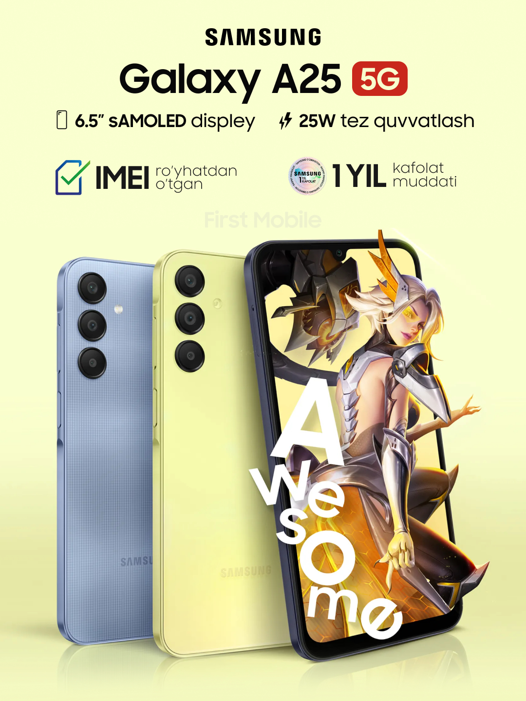Смартфон Samsung Galaxy A25 5g 6 128 ГБ с 3 камерой и Amoled экраном