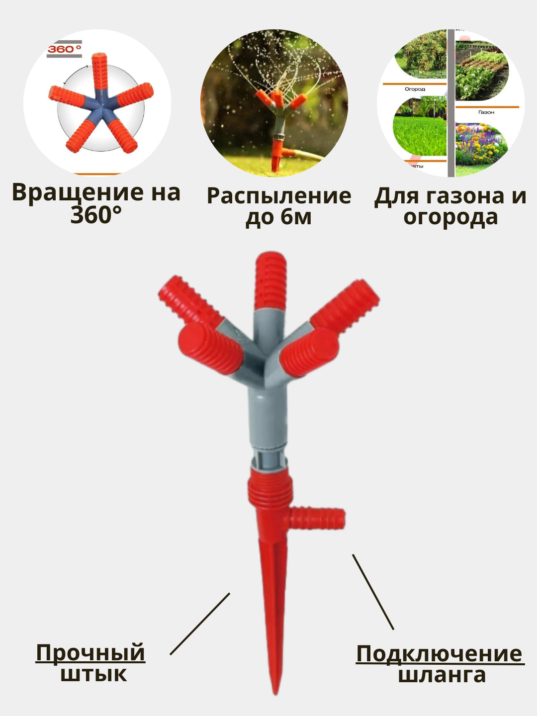 Вращающийся разбрызгиватель, насадка на шланг, поливалка для сада и ...