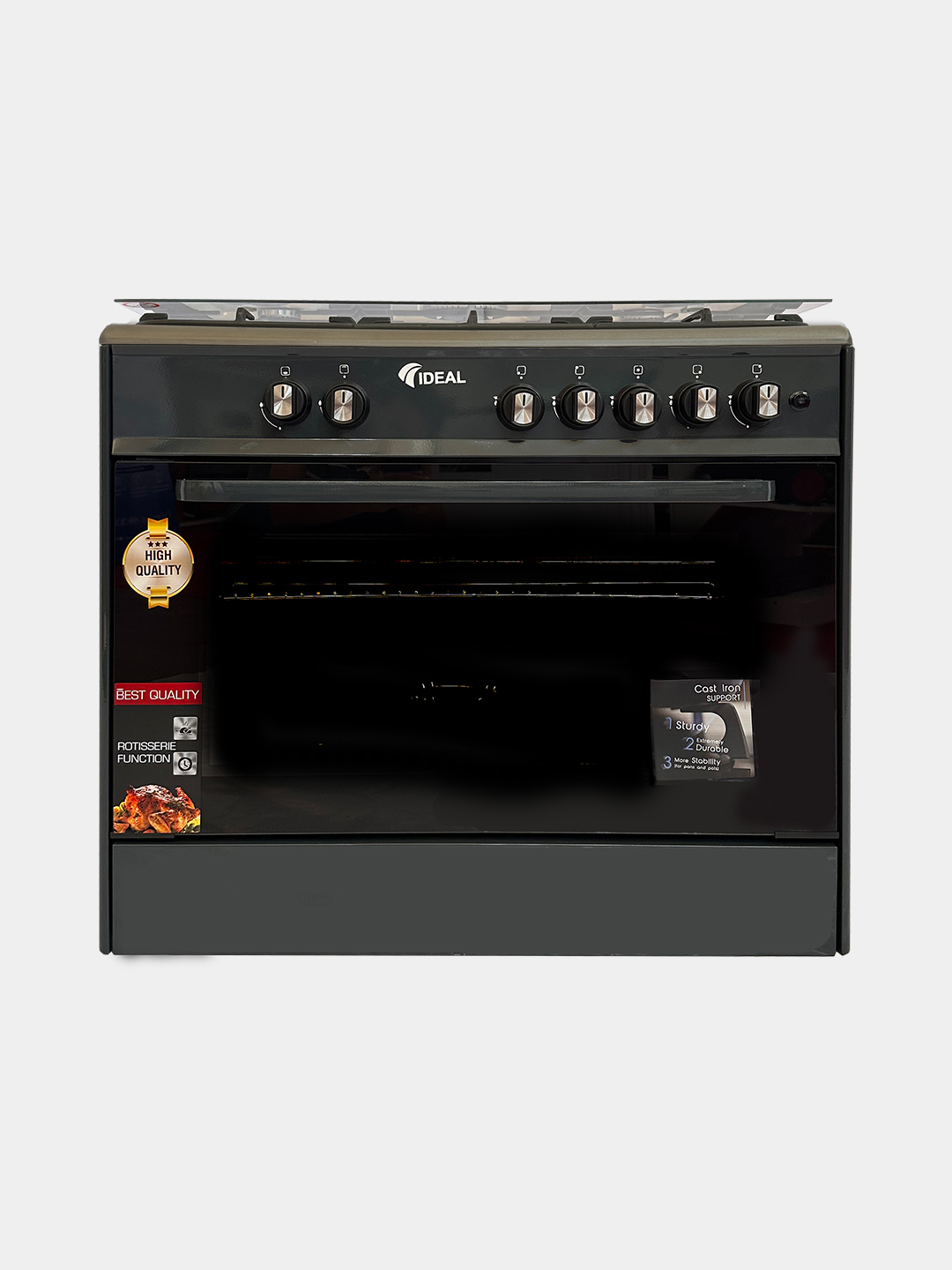 Газовая плита Ideal IEL9002 Inox, 5 конфорки, объем духовки 106 л, 90 * ...
