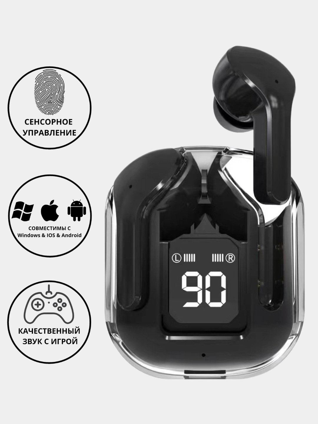 Беспроводные наушники Earbuds Air 31 с дисплеем и прозрачным корпусом ...