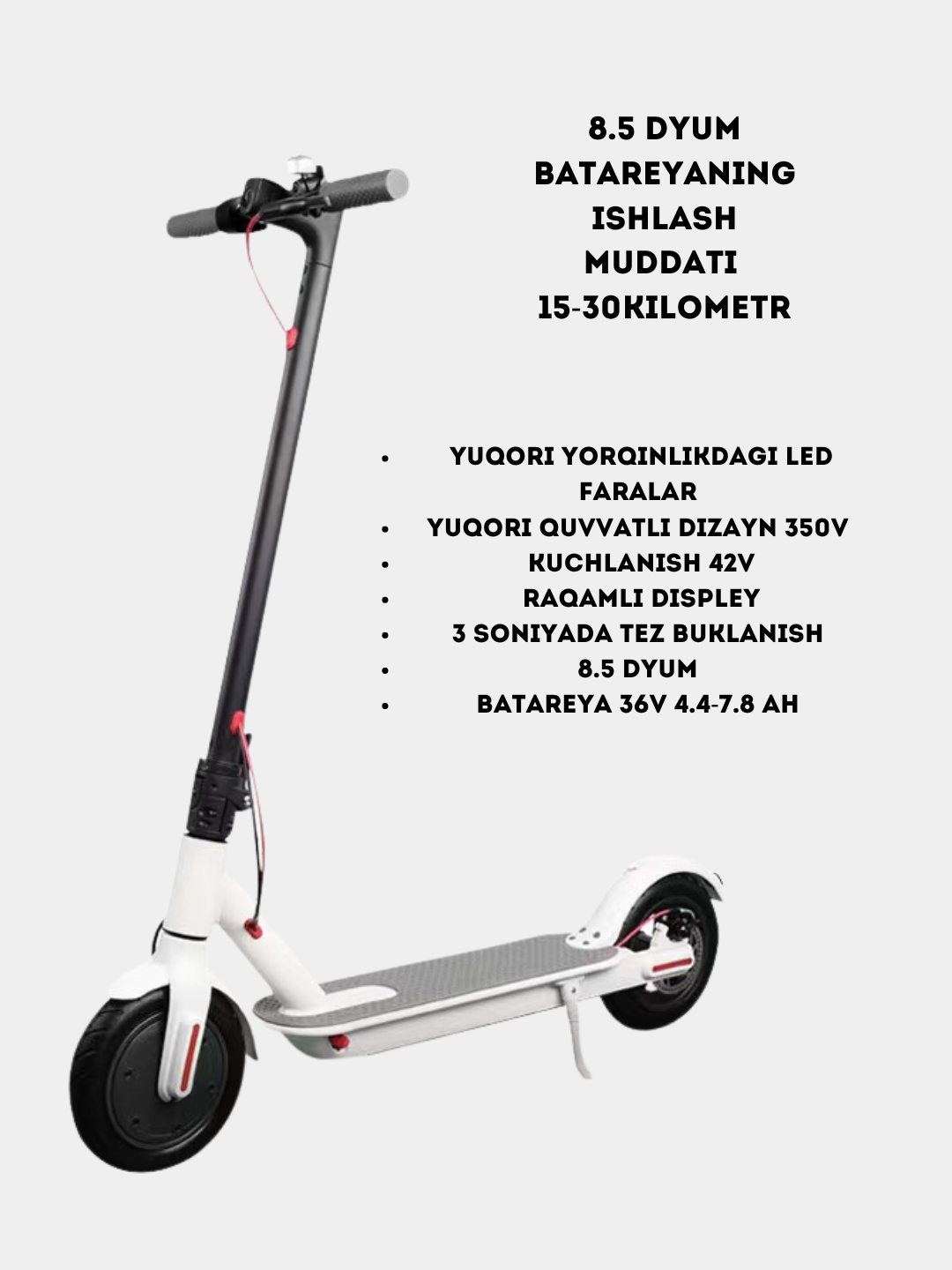 Elektr samokat KECHTE M1 Electric Scooter, 8.5 2699990 so'mga 58% ...