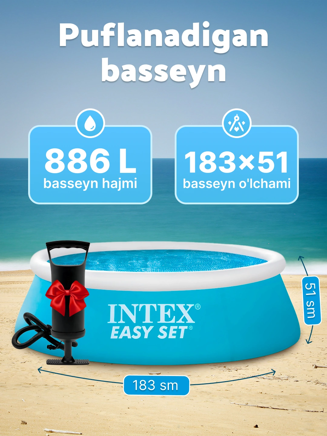 Hajmi 886-3853 litr bo‘lgan Intex Easy Set damlama basseynini arzon ...