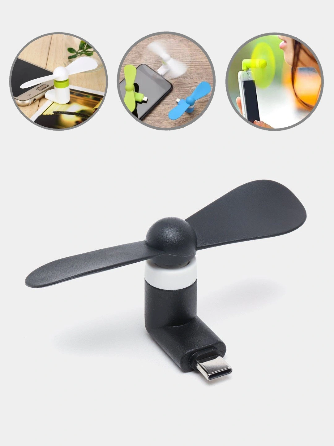 Mini ventilyator, Micro USB chiqish bilan USB-C/Type-C Lightining ...